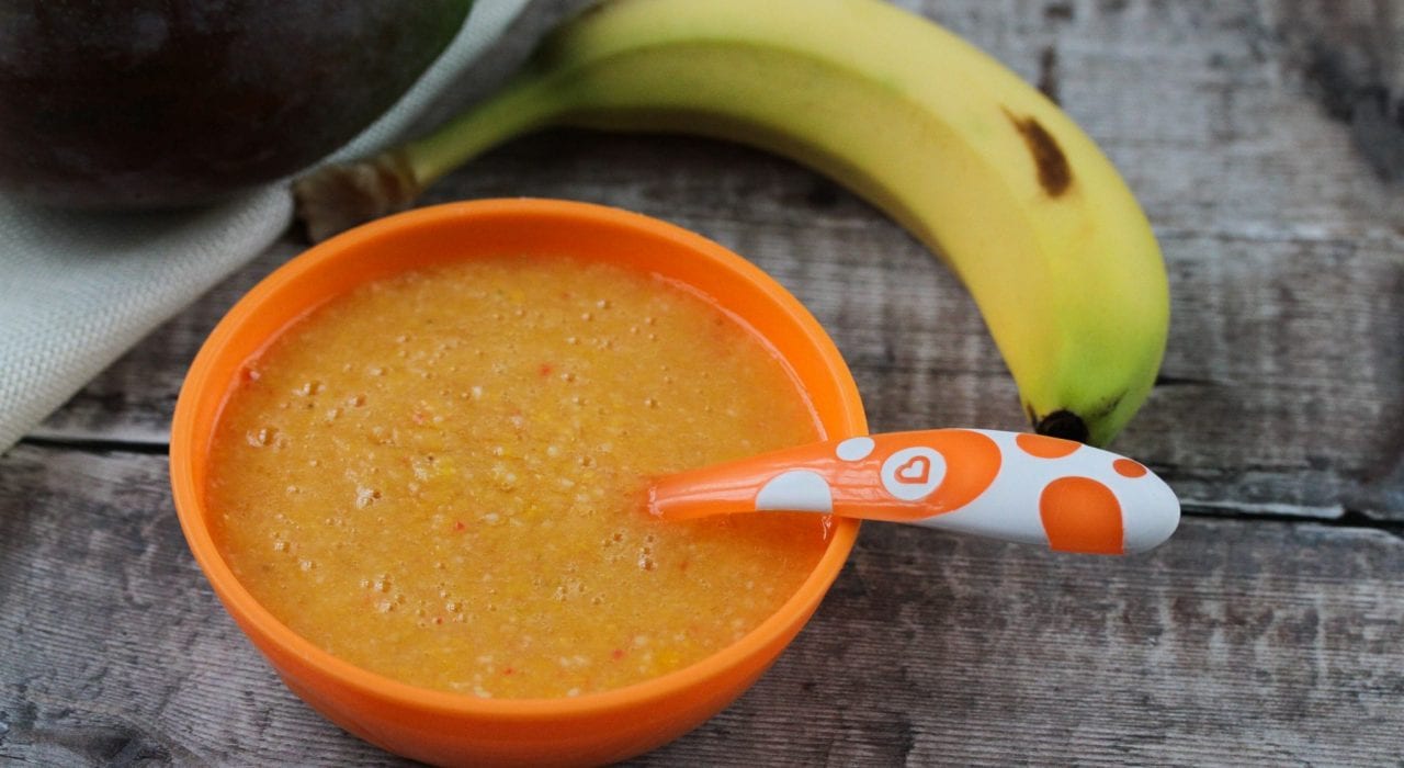 No cook puree - mango, banana and strawberry - Weaning - MyKitchen ...