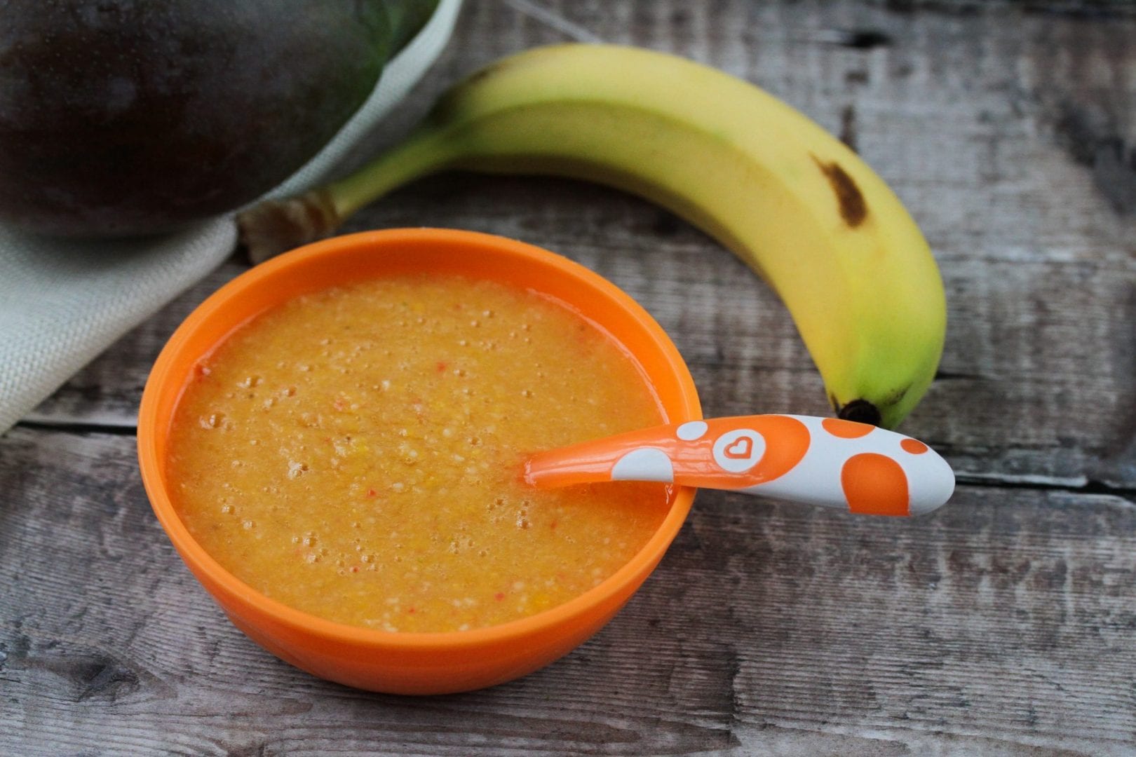 No cook puree - mango, banana and strawberry - Weaning - MyKitchen ...