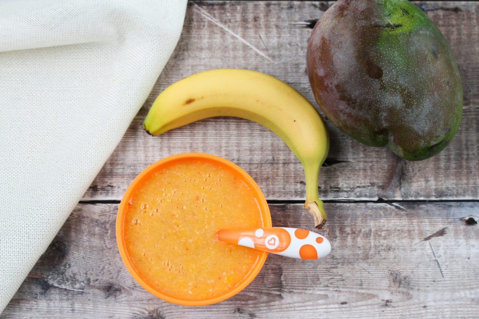 No cook puree - mango, banana and strawberry - Weaning - MyKitchen ...